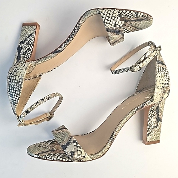 ANTONIO MELANI | Shoes | Antonio Melani Stacen Leather Snake Print Ankle Strap Block Heel Sandal ...